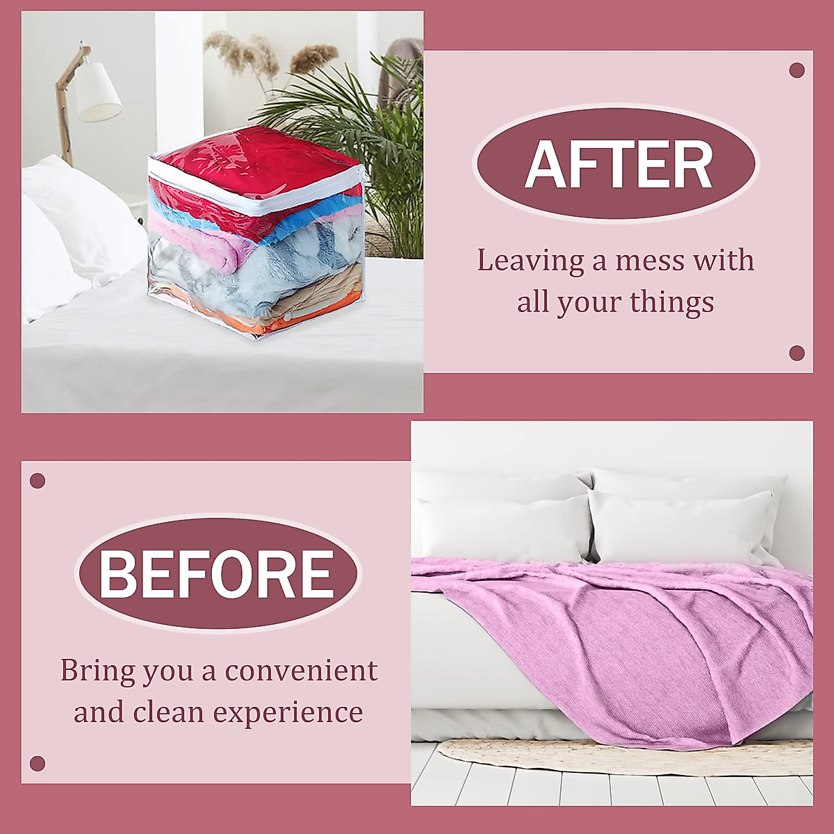 12 Pcs Large Clear Zippered Storage Bags - 12 x 12 x 12 Inches Blankets Storage Bags Plastic Storage Bags for Sweater Bed Sheet Organizer with Zipper for Closet Linen Sweater Bed Sheet Pillow