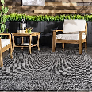 nuLOOM Braided Indoor/Outdoor Area Rug, 4' Round, Wynn Charcoal