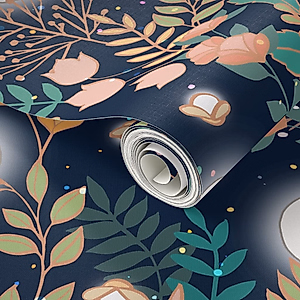 Peel & Stick Wallpaper Swatch - Fireflies Stars Night Bugs Moon Insects Custom Removable Wallpaper by Spoonflower