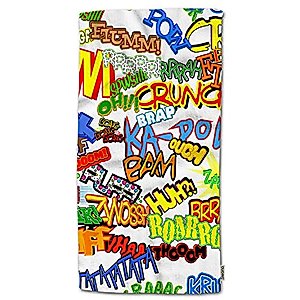 Swono Retro Comic Hand Towel Retro Comic Book with Bright Cartoon Lettering On White Background Polyester Hand Towels for Home Bathroom Kitchen Hand Face Gym Spa Hotel 30"X15"