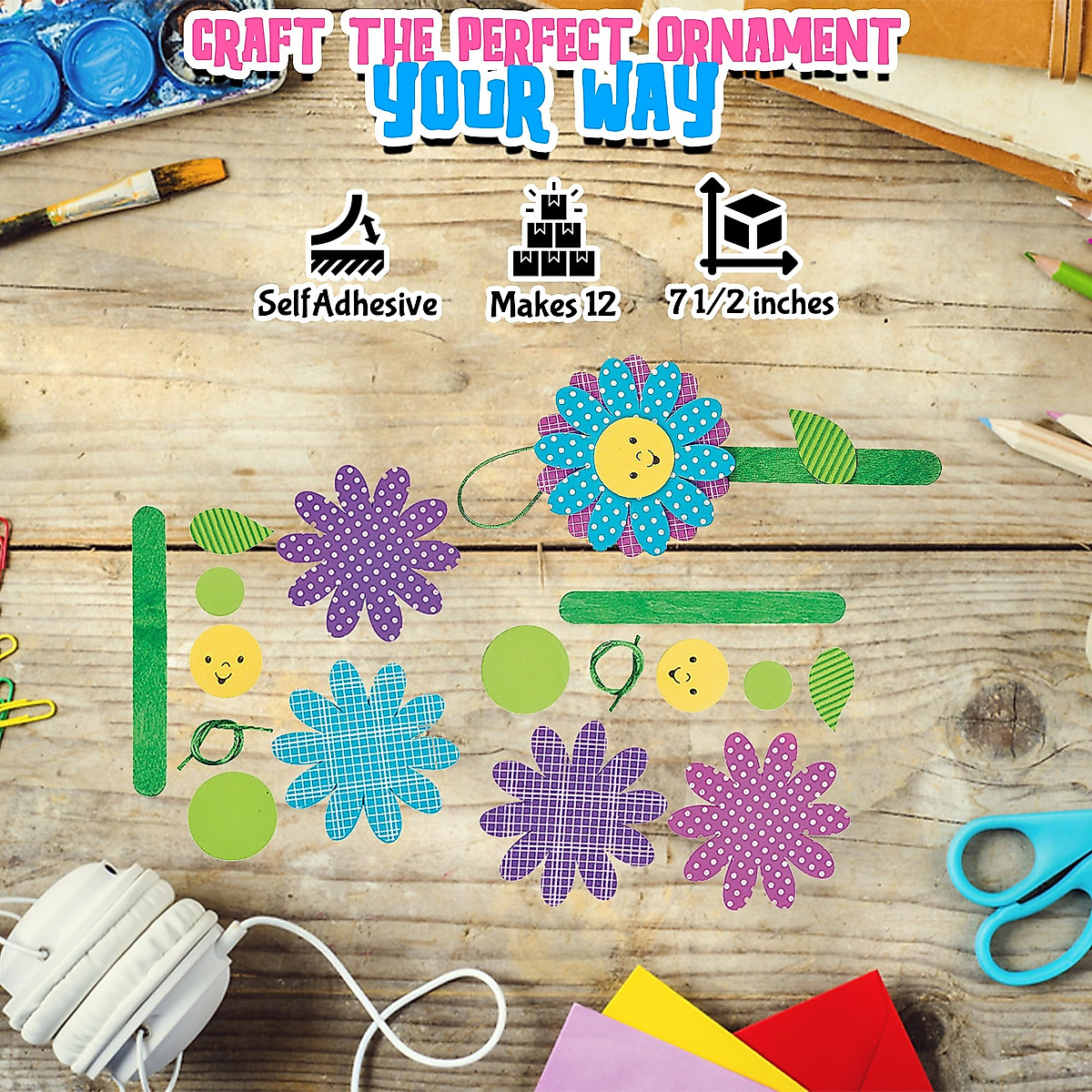 Flower Ornament Craft Kits (Makes 12) Spring Crafts for Kids and Fun Home Activities