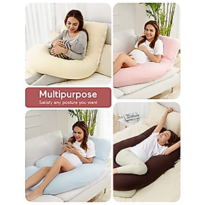 Momcozy Pregnancy Pillows for Sleeping, U Shaped Full Body Maternity Pillow for Side Sleeping - Support for Back, Legs, Belly, Hips, 57 Inch, Brown