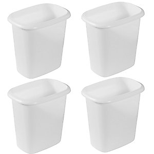Rubbermaid 6 Quart Bedroom, Bathroom, and Office Wastebasket Trash Can (4 Pack)