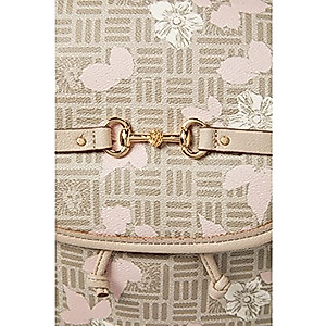 Anne Klein Flap Backpack with Floral Overlay, Stone-Gardenia Multi/Stone