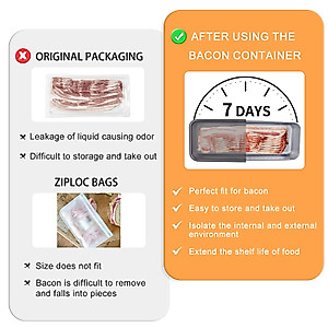 Bacon Container for Refrigerator,Bacon Holder for Refrigerator,Deli Container with Lid,304 Stainless Steel Bacon Storage Container ,Food Storage Container,Bacon Keeper with Airtight Silicone Sealed.