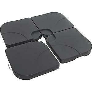 AmazingForLess 4-Piece Cantilever Offset Patio Umbrella Stand Square Shape Base Plate Set w/Easy-Fill Spouts - Black