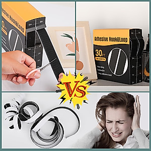 30Ft x 1 Inch Hook and Loop Strips with Adhesive, Double Rolls of Heavy Duty Self Adhesive Tape with Backing, Nylon Self Adhesive Tape for Home Office School and Crafting,Black