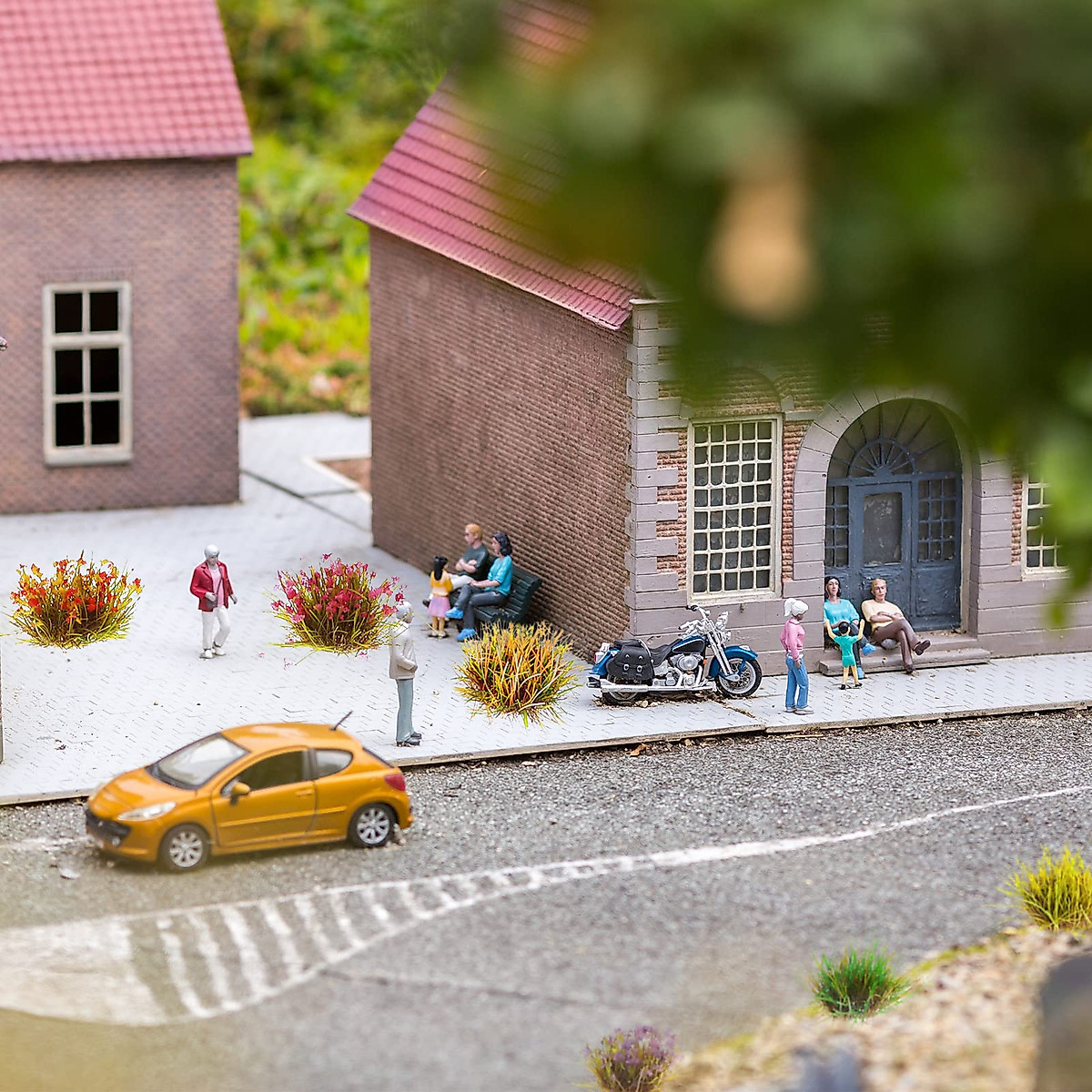 288 Pcs Static Grass Tuft Flower Cluster Vegetation Groups Self Adhesive Artificial Model Grass Tufts DIY Miniature Colorful Flower Cluster for Terrain Railway Scenery Sand Table Landscape Military