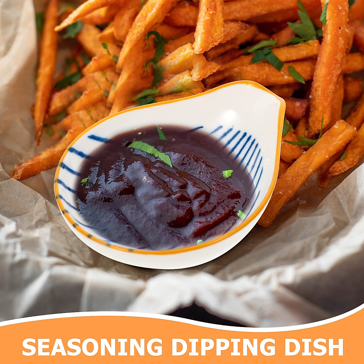 BESTonZON 4pcs Ceramic Spoon Rest Small Sauce Dish Spatula Ladle Holder Tea Bag Saucer Soy Dishes Dipping Bowls for Kitchen Stove Coffee Bar Accessories