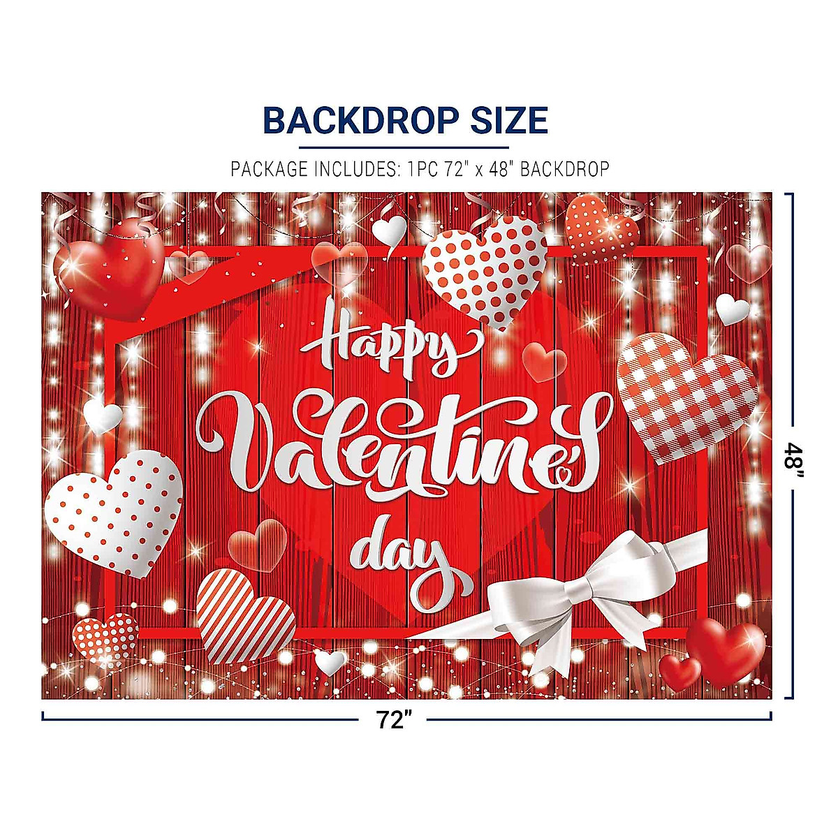 Allenjoy 72" x 48" Happy Valentine's Day Backdrop 14 February Valentines Romance Banner Love Couple Anniversary Party Supplies Red Heart Balloons Decoration Valentine Photography Background