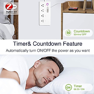 Smart Power Strip, UseeLink ZigBee Surge Protector,White