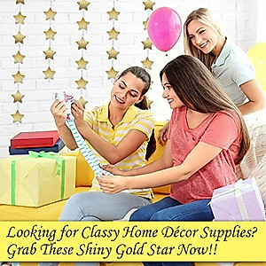 Koker Sparkling Star Garland, Paper Hanging String Banner Decoration for Wedding, Birthday Party Baby Shower Backdrop, Glitter Gold, 11.5 Feet/3.5 m