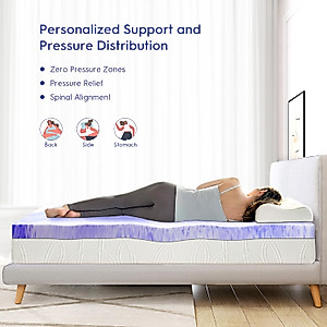 ELEMUSE 3 Inch Ventilated Design Memory Foam California King Mattress Topper,Cooling Gel Infused Swirl Foam Pad for Pressure Relief Back Pain,Bed Topper for Body Support, CertiPUR-US Certified