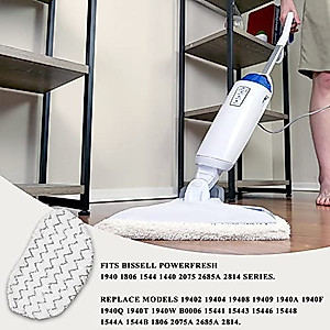Steam Mop Pads Replacement for Bissell Powerfresh 1940 1440 1544 1806 2075 2685 Series, Replaces Part #19402 19404 19408 19409 1940A 1940F 1940Q 1940T 1940W B0006 B0017, 15441 15443 2181 2814, 6 Pack