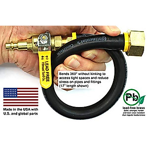 Winterize Sprinkler Systems and Outdoor Faucets: Air Compressor Quick-Connect Plug To Female Garden Hose Faucet Blow Out Adapter with Shut Off Valve (Lead-Free Brass), 17" Long