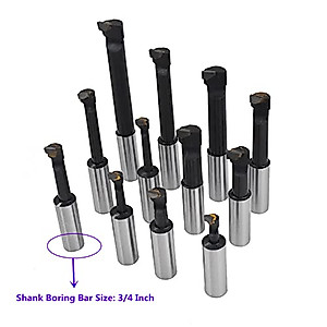 Kimllier 3 Inch Boring Head R8 Shank 12Pcs 3/4 Inch Shank Boring Bar Set Carbide Tipped Bars Lathe Tool