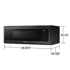 SAMSUNG 1.1 Cu Ft Smart SLIM Over the Range Microwave Oven w/ 550 CFM Hood Vent, Wi-Fi, Voice Control, LED Light Bar, 1100 Watt, ME11A7710DG/AA, Fingerprint Resistant Stainless Steel, Black