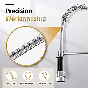 Totopia Pull Down Kitchen Faucet, Stainless Steel Kitchen Sink Faucet with Sprayer, 2-spout, Single-Handle Control, High Arc Spring Design, Easy Installation,Brushed Nickel