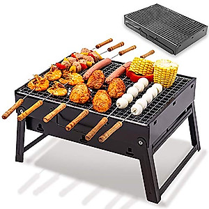 Charcoal Grill Barbecue Portable BBQ - Stainless Steel Folding Grill Tabletop Outdoor Smoker BBQ for Picnic Garden Terrace Camping Travel、travel bbq