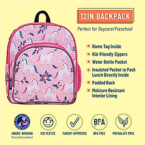 Wildkin 12 Inch Backpack Bundle with Insulated Lunch Bag (Magical Unicorns)
