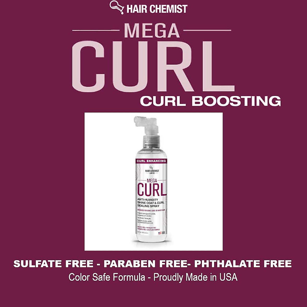 Hair Chemist Mega Curl Boosting Anti-Humidity Shine Coat & Curl Sealing Spray 8 oz.