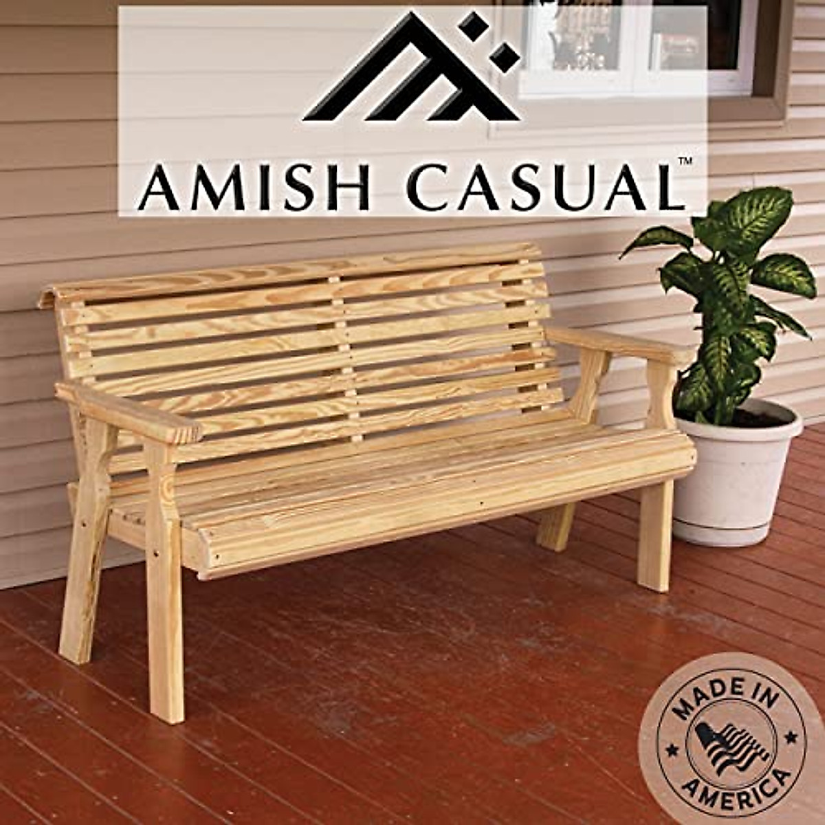 CAF Amish Heavy Duty 800 Lb Roll Back Pressure Treated Garden Bench (5 Foot, Unfinished)