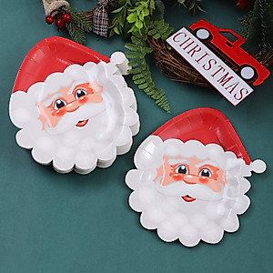 Aneco 50 Pieces Christmas Paper Plates Santa Plates Christmas Party Plates Party Supplies Party Tableware for Christmas Party
