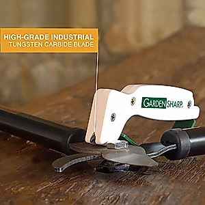 AccuSharp Garden Tool Sharpener - Diamond-Honed Tungsten Carbide Rust-Free Blade Quickly Sharpens, Restores, Repairs & Hones Lawnmower Blades, Secateurs, Limb Loppers, Hoes, Shovel & Scythes