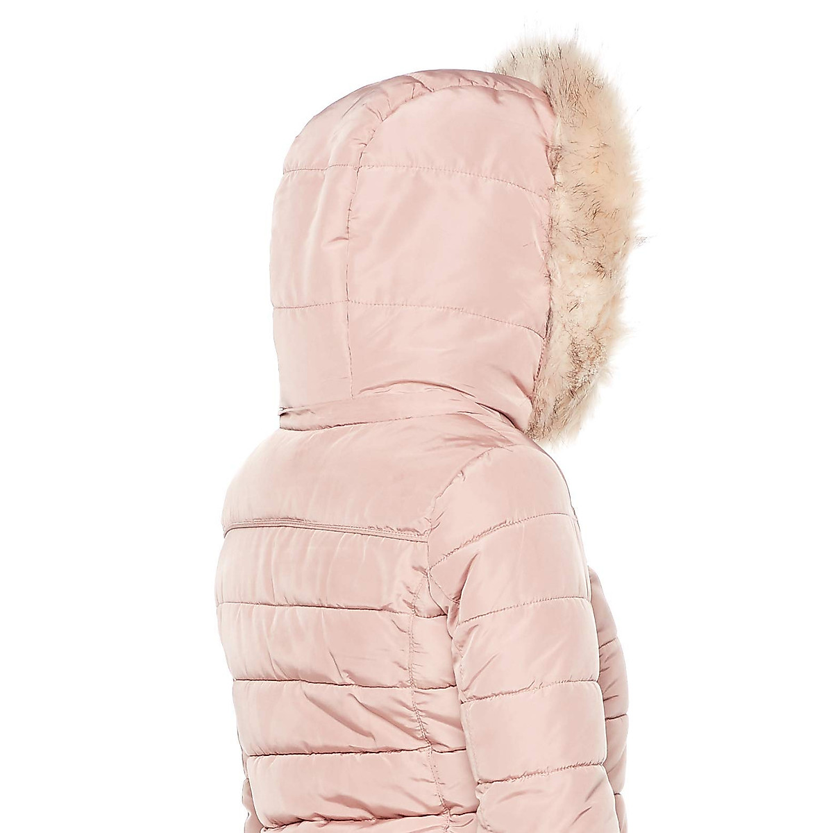 Royal Matrix Women's Heavy Short Quilted Puffer Coat Removable Faux Fur (Pink, Extra Large)