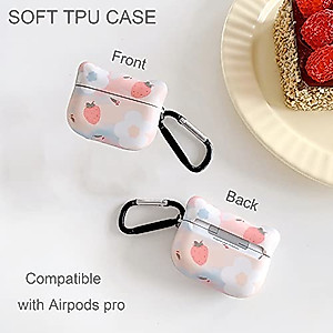 Zoelux Airpods pro case Cover with Keychain,Soft cat Ears airpods pro case Cute for girl Women Full Protective case Cover(Pinkflower)