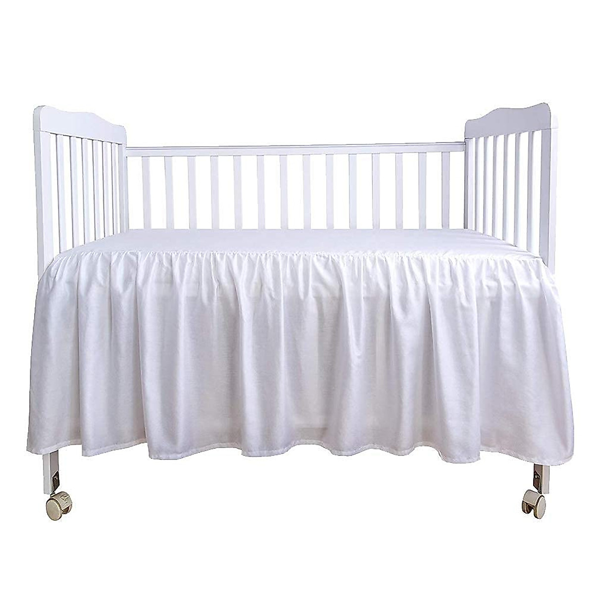 White Crib Bed Skirt- Perfect for Nursery Crib for Boys & Girls with a 14" Drop and Size 28x52