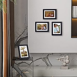4x6 Black Picture Frame Set of 6, Multi Frames Matted to Display Photos 4x6 with Mat or 5x7 without Mat for Wall and Tabletop