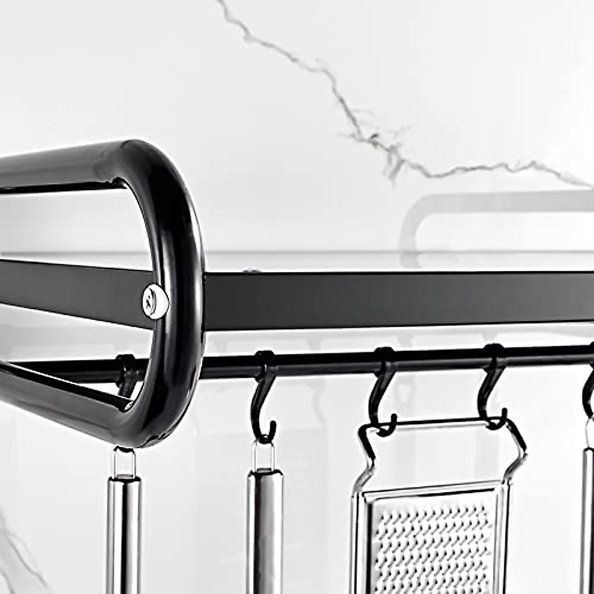 MKYOKO Microwave Storage Rack Hanging Wall-Mounted Microwave Oven Rack Stand,Kitchen Storage Shelf Microwave Oven Rack, Multifunction Stainless Steel Wall-Mounted Shelves,Spice Jar Rack Oven Holder/B