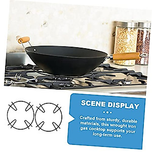 VILLCASE Shelf for Stove Iron Shelf Brackets Tool Stand 4pcs Non- Pot Rack Wok Accessories Gas Stove Support Gas Stove Accessory Black Iron Gas Stoves Tool Pan Holder Oven Accessories