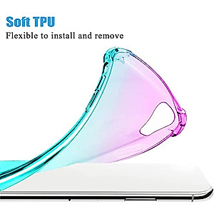 OEURVQO for LG V60 ThinQ 5G Case Clear Cute Gradient Colorful Design Slim Phone Case Soft TPU Cover Shockproof Bumper Anti-Scratch Protective for LG V60 ThinQ (Pink Green)