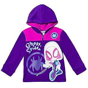 Marvel Spider-Man Ghost-Spider Toddler Girls Fleece Half Zip Fashion Hoodie Blue 5T