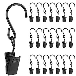 50 Pieces S Hooks Curtain Clips Metal Hanging Clips Hooks, Black