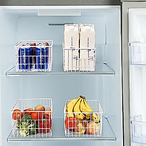 Orgneas Freezer Organizer Bins, Wire Freezer Baskets for Upright Freezer, Pantry Storage Basket Organizers with Handles for Frozen Foods, Snacks, Vegetables, Fruits and More, Set of 6