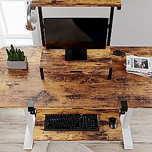 Keyboard Tray 27" Large Size, Keyboard Tray Under Desk with C Clamp, Computer Keyboard Stand Slide Pull Out, No Screw into Desk, for Home or Office