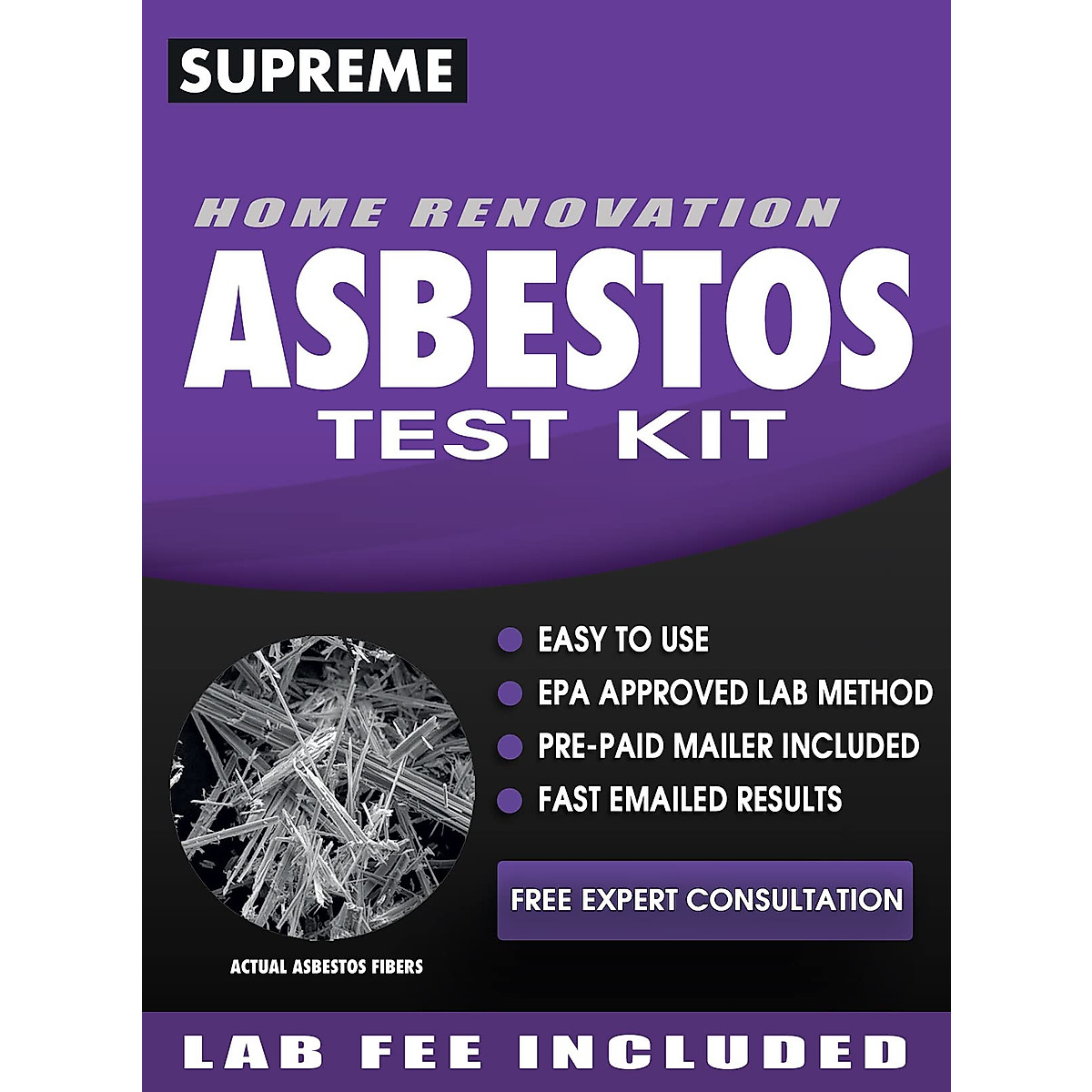 Asbestos Test Kit - Includes Asbestos Test Kit Lab Analysis, Pre-Paid Return Mailer, Fast Emailed Asbestos Test Results in 1 Week (5 Business Days) and Expert Asbestos Test Kit Consultation