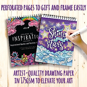 ColorIt Colors of Inspiration Volume 2 Inspirational Quotes and Positive Affirmations Adult Coloring Book, 50 Original Designs, Spiral Binding, USA Printed, Lay Flat Hardback Book Cover, Ink Blotter