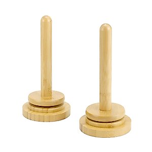 QWORK Wood Yarn Holder with Twirling Mechanism Classic - Convenient and Stylish Storage Solution for Craft & Sewing Supplies - Natural Wood, 7x4 inches, 2 Pack