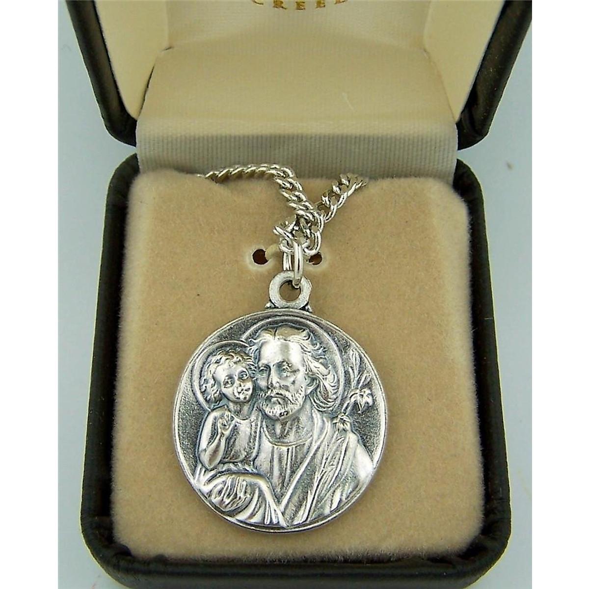 CB Silver Toned Base Patron Saint Joseph the Worker Father Medal, 7/8 Inch
