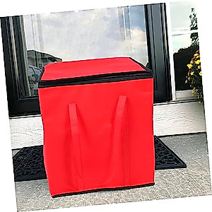 SOLUSTRE Catering Bag 1pc Portable Cooler Bag Water Resistant Tote Bag Portable Heating Lunch Box Foldable Tote Bag Insulated Shopping Bag Thermal Bag Take-out Insulated Bag Red