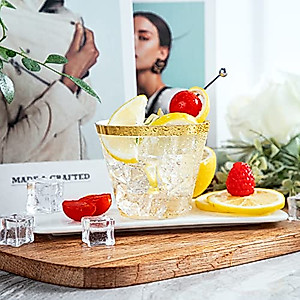 Nervure 120PCS Gold Plastic Cups - 9Oz Gold Rimmed Plastic Cups - Heavy Duty Disposable Clear Plastic Cups with Gold Rim Perfect for Weddings, Receptions & Parties