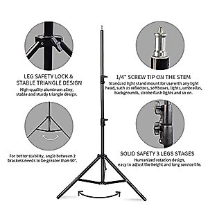 [Upgraded T-Shaped Joint Version] T-Shape Backdrop Stand Kit 6.5x5ft, MOUNTDOG Photo Backdrop Stand Background Support System with 4 Clamps for Photography Video Studio (Backdrop NOT Included)