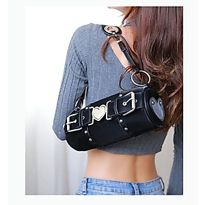 GESALOP Y2K Purse Love Vintage Shoulder Bag Women's Handbag Aesthetic Small Purse Gothic Purse Grunge Accessories (Black)