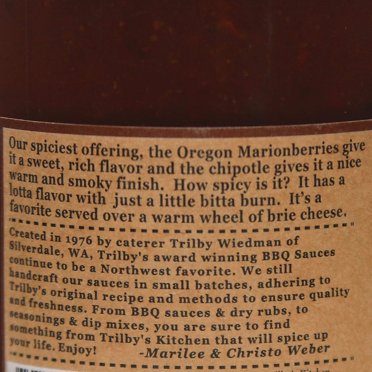 Trilby's NWest Best, Chipotle Marionberry Spicy BBQ Sauce "A Lotta Flavor, Just A Little Bitta Burn", Barbeque Sauces and Marinades, 18 oz (Pack of 2) + Includes-Free Rhino's Ground White Pepper.035oz