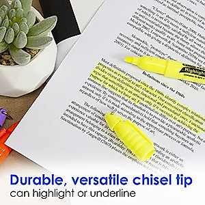 BAZIC Mini Highlighter Pen Assorted Color, Chisel Tip Broad Fine Line Highlighters Unscented (5/Pack), 1-Pack