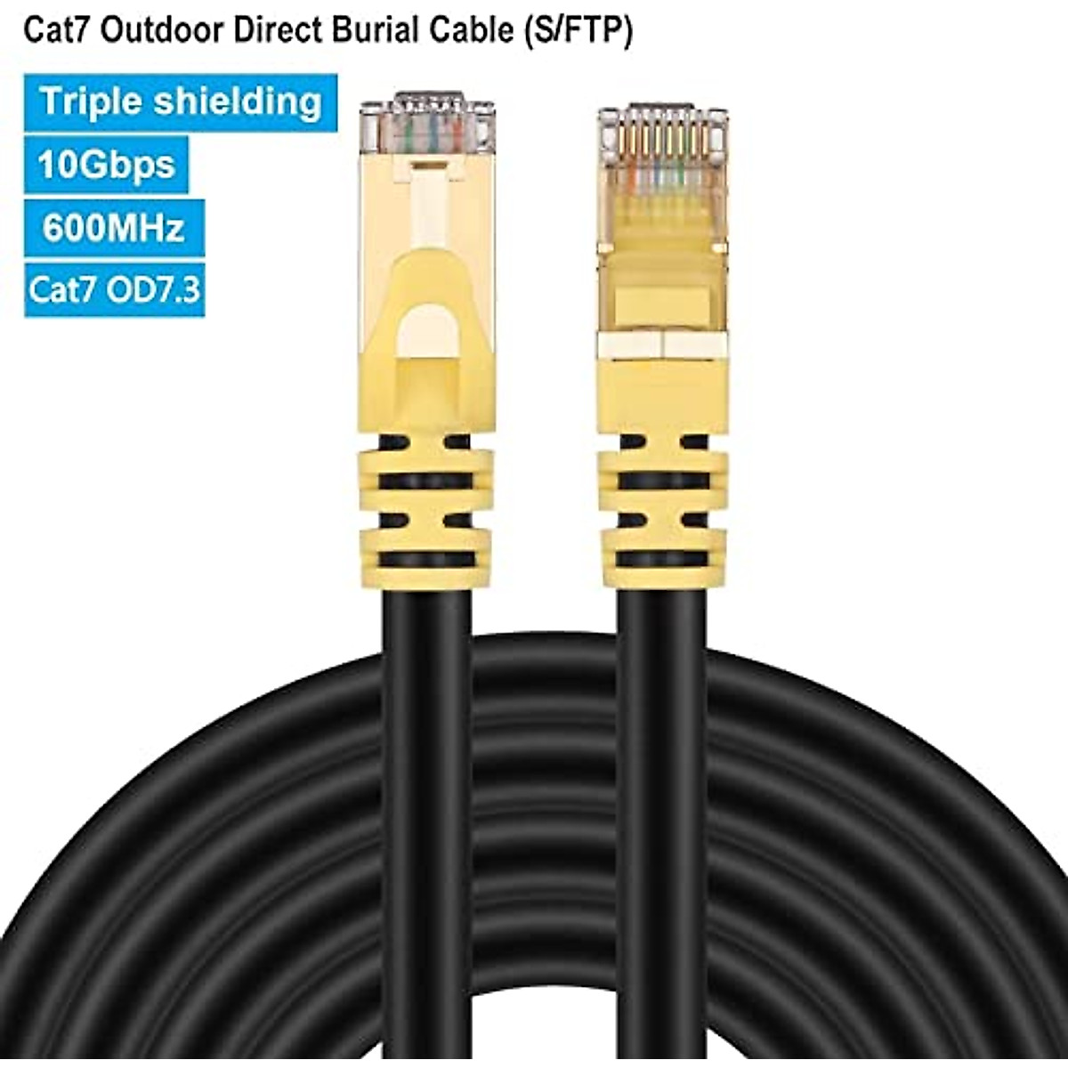 LDKCOK Cat 7 Internet Cable 150ft, Cat7 Outdoor Ethernet Cable 150 ft, 26AWG Heavy-Duty Cat7 Networking Cord Patch Cable RJ45 Transmission Speed 10Gbps,Transmission Bandwidth 600Mhz LAN Wire